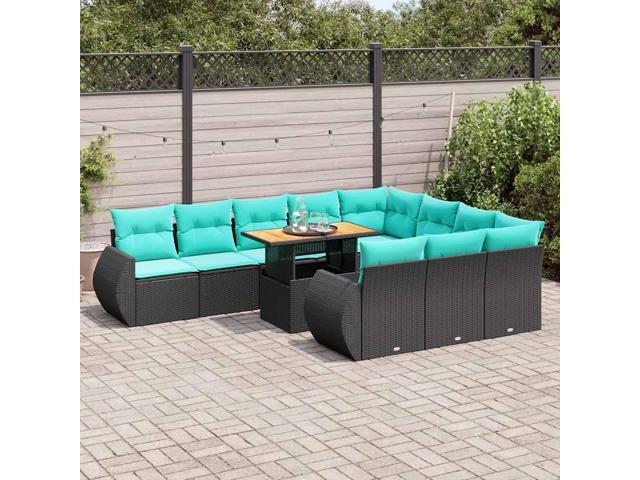 Click here for vidaXL 11 Piece Patio Sofa Set with Cushions Black... prices