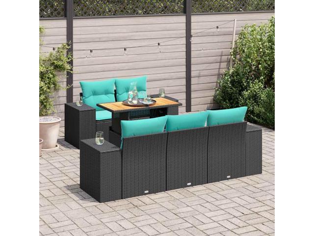 Click here for vidaXL 6 Piece Patio Sofa Set with Cushions Black... prices