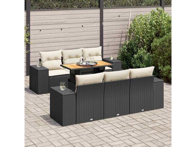 Click here for vidaXL Garden Sofa Set Black PE rattan Large Modul... prices