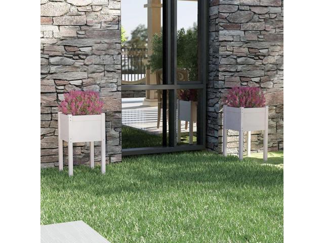 Click here for vidaXL Garden Planter Set of 2 White Solid pinewoo... prices