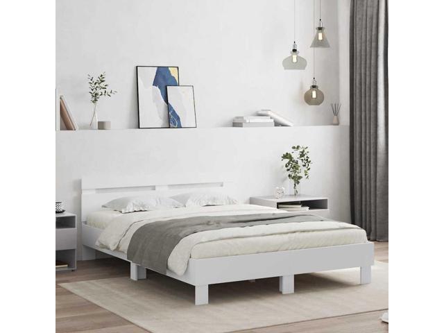 Click here for vidaXL Bed Frame with LED White 53.94 x 74.80 in E... prices