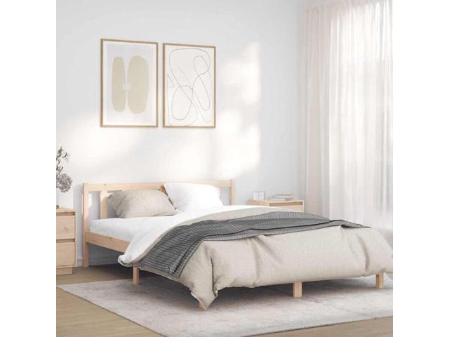 Click here for vidaXL Bed Frame Natural 53.94 x 74.80 in Solid Pi... prices
