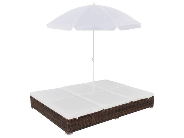 Click here for vidaXL Patio Lounge Bed with Umbrella Poly Rattan... prices