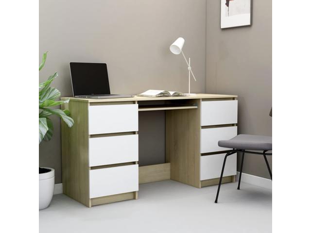 Click here for vidaXL Writing Desk White and Sonoma Oak 55.1 Engi... prices