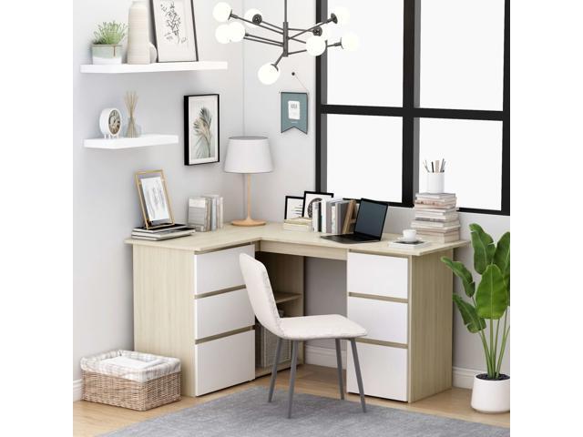Click here for vidaXL Corner Desk L-Shaped Computer Desk White an... prices