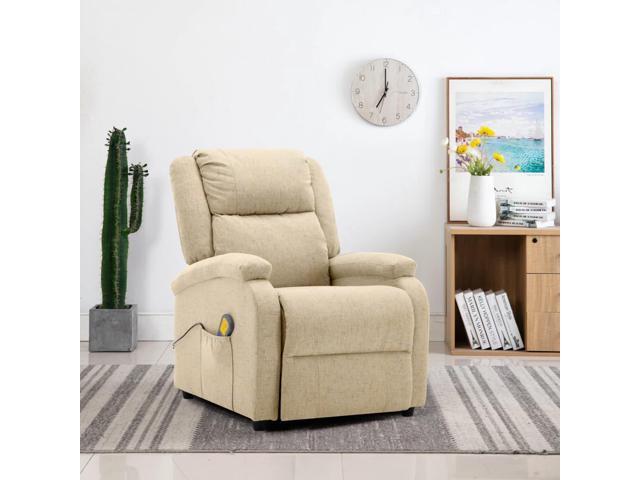 Click here for vidaXL Massage Recliner Cream Fabric Reclining Ele... prices
