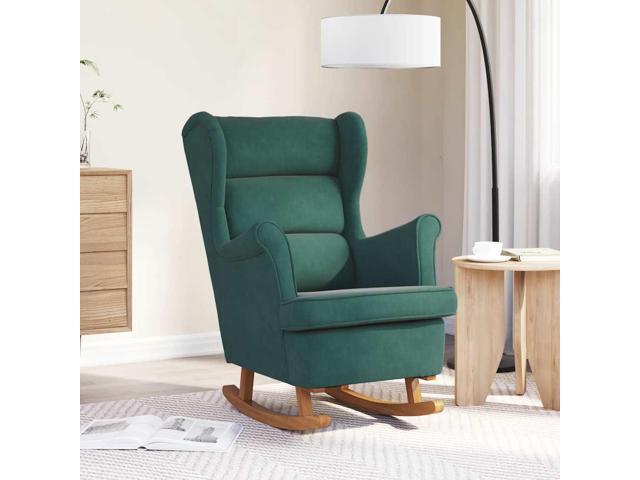 Click here for vidaXL Rocking Chair Wingback Dark Green Velvet an... prices