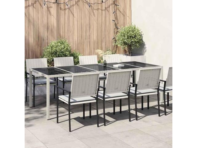 Click here for vidaXL Table Wicker Outdoor Furniture White Poly R... prices