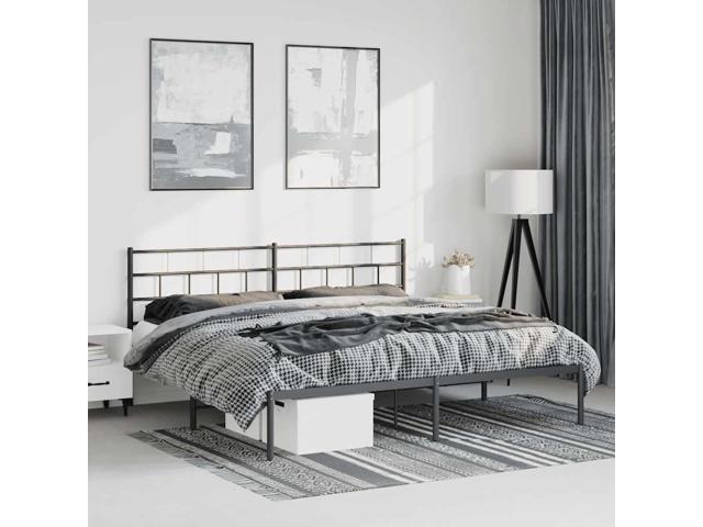 Click here for vidaXL 12-Inch Black Metal King Bed Frame with Hea... prices