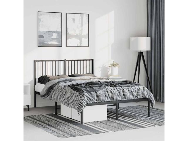 Click here for vidaXL 12-Inch Black Metal Full Bed Frame with Hea... prices