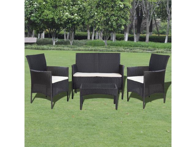 Click here for vidaXL Garden Sofa Set Seven Pieces Black Poly Rat... prices