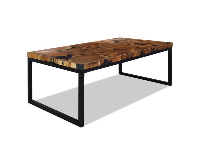 Click here for vidaXL Coffee Table Rustic Steel Teak Resin 43.3 H... prices