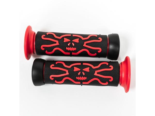 Click here for ATV / PWC Skull Hand Grips Cross Bones Red Rubber... prices