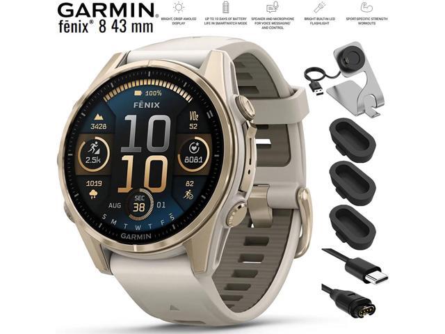 Click here for Garmin Fenix 8 43 mm AMOLED Gold with Fog Gray Ban... prices