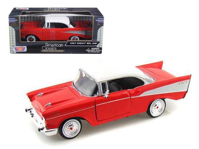 Click here for 1957 Chevrolet Bel Air Red with White Top 1/24 Die... prices