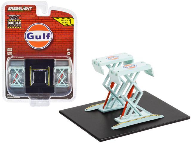 Click here for Automotive Double Scissor Lift Gulf Oil Light Blue... prices