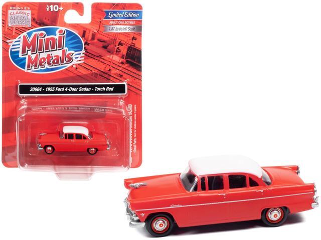 Click here for 1955 Ford 4-Door Sedan Torch Red with White Top 1/... prices
