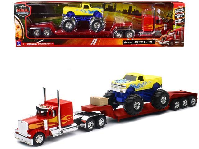 Click here for Peterbilt 379 Truck with Lowboy Trailer Red w/Oran... prices