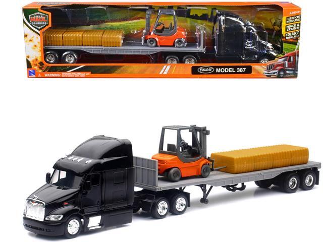 Click here for Peterbilt 387 Truck with Flatbed Trailer Black wit... prices