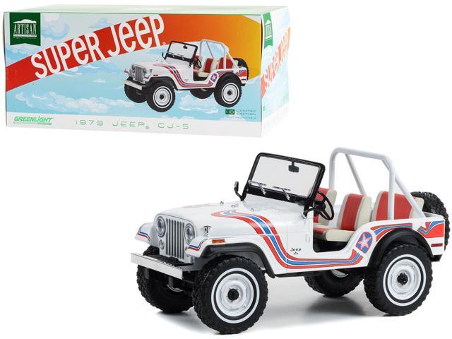 Click here for 1973 Jeep CJ-5 Super Jeep White with Red and Blue... prices