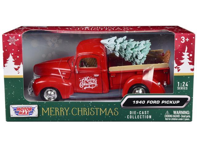 Click here for 1940 Ford Pickup Truck Red Merry Christmas with Tr... prices