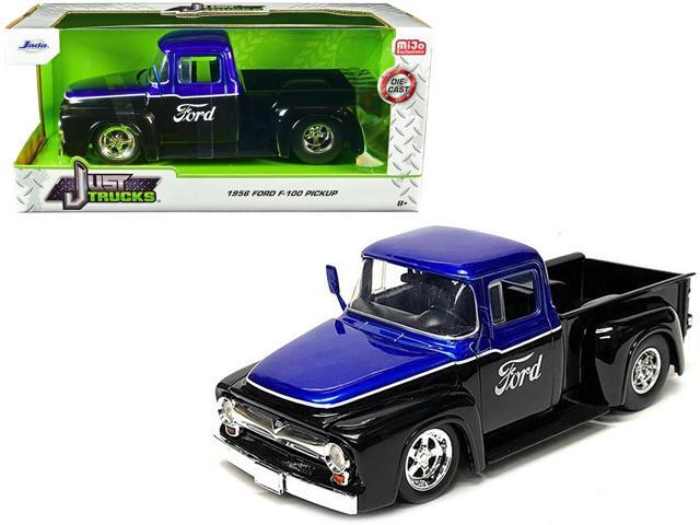 Click here for 1956 Ford F-100 Pickup Truck Black and Blue Metall... prices