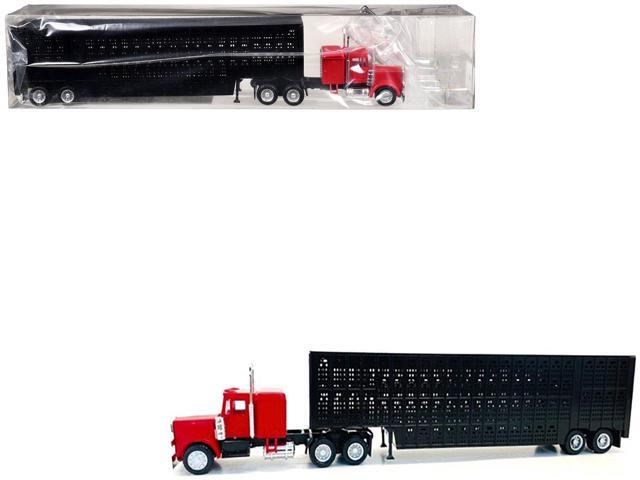 Click here for Peterbilt with Sleeper Cab Red with Black Livestoc... prices