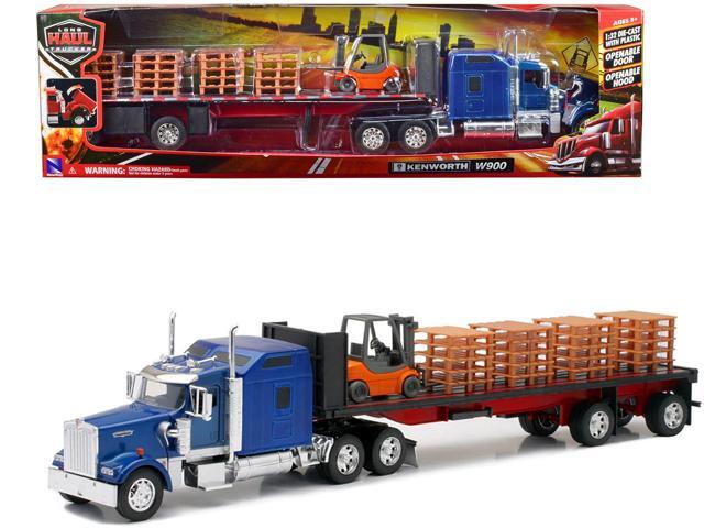 Click here for Kenworth W900 Truck with Flatbed Trailer Blue with... prices