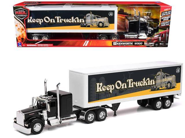 Click here for Kenworth W900 Truck Black with Dry Van Trailer Tri... prices