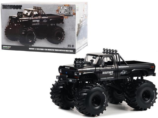 Greenlight 1/18 1974 Ford F-250 Ranger Xlt Monster Truck  Bigfoot #1  Black Bandit  66 inch Tires