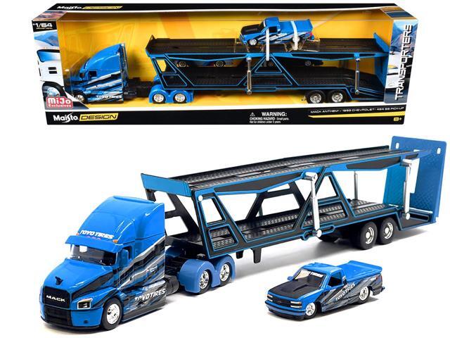 Click here for Mack Anthem Open Car Hauler Blue with Graphics and... prices