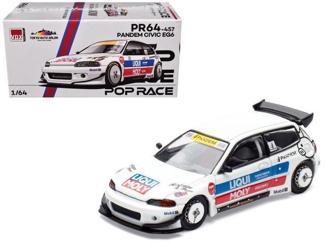 Pandem Civic EG6 RHD White with Stripes and Graphics Tokyo Auto Salon Hong Kong 2025 1/64 Diecast Model Car by Pop Race
