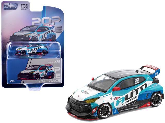 Pandem GR Yaris RHD #99 Auto Finesse Blue and White with Graphics Enigma Exclusive Ed 1/64 Diecast Model Car by Pop Race