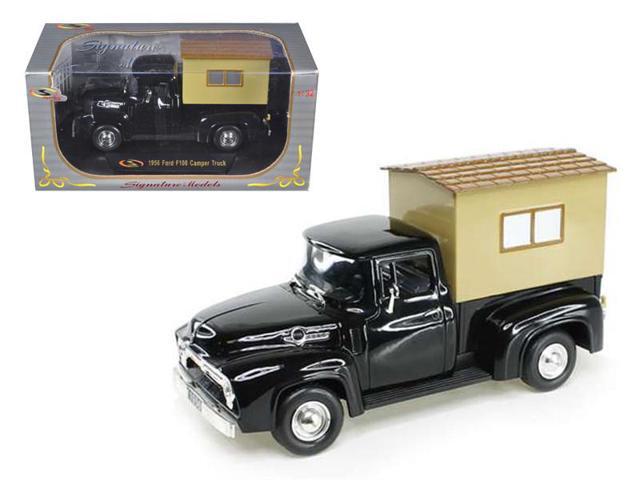 Click here for 1956 Ford F-100 Pickup Truck Black with Camper 1/3... prices