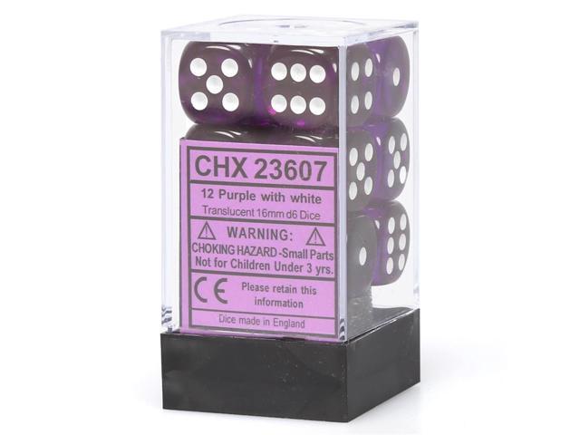 Click here for d6Cube16mmTR PUwh (12) 6-sided Dice: Translucent P... prices