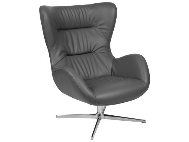 Click here for Gray LeatherSoft Swivel Wing Chair prices