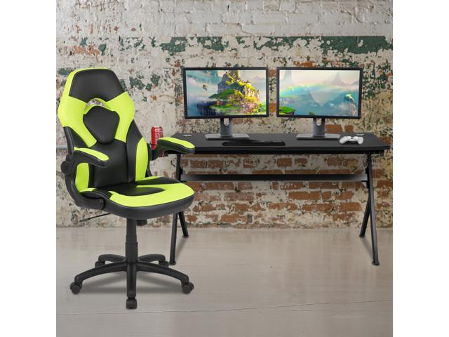 Click here for Gaming Desk and Green/Black Racing Chair Set /Cup... prices
