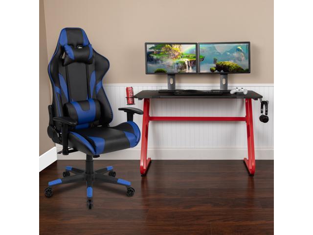 Click here for Red Gaming Desk and Blue Reclining Gaming Chair Se... prices