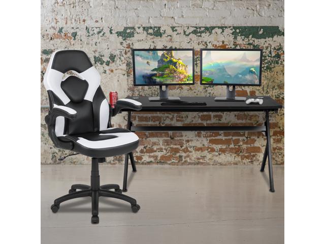 Click here for Gaming Desk and White/Black Racing Chair Set /Cup... prices