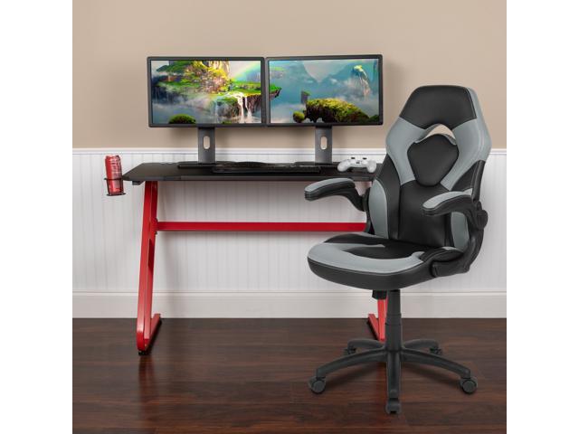 Click here for Red Gaming Desk and Gray/Black Racing Chair Set wi... prices