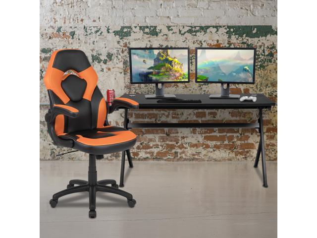 Click here for Gaming Desk and Orange/Black Racing Chair Set /Cup... prices
