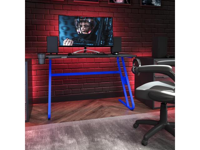 Click here for Blue Gaming Ergonomic Desk with Cup Holder and Hea... prices