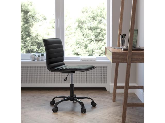 Click here for Low Back Designer Armless Black Ribbed Swivel Task... prices