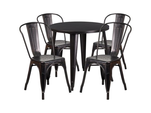 Click here for 30 Round Black-Antique Gold Metal Indoor-Outdoor T... prices