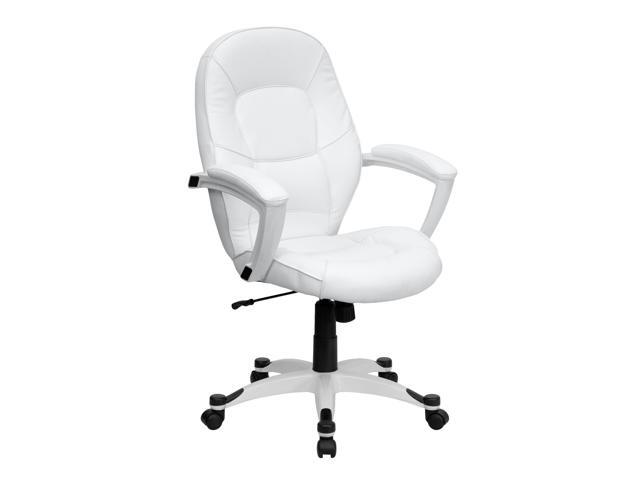 Click here for Mid-Back White Leather Tapered Back Executive Swiv... prices