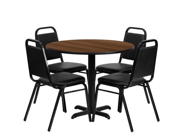 Click here for Carlton 36 Round Walnut Laminate Table Set with X-... prices