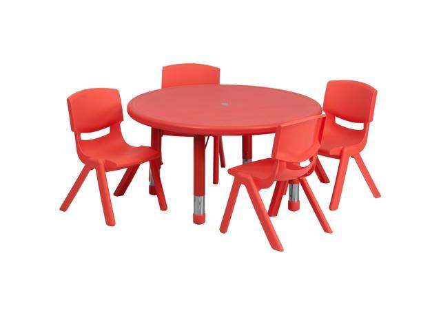Click here for 33 Round Red Plastic Height Adjustable Activity Ta... prices