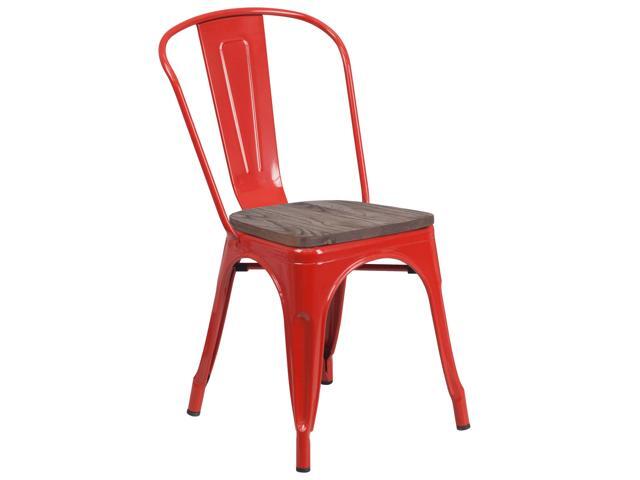 Click here for Red Metal Stackable Chair with Wood Seat prices