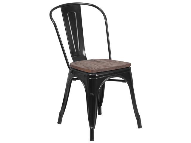 Click here for Black Metal Stackable Chair with Wood Seat prices
