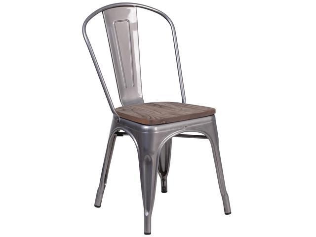 Click here for Clear Coated Metal Stackable Chair with Wood Seat prices